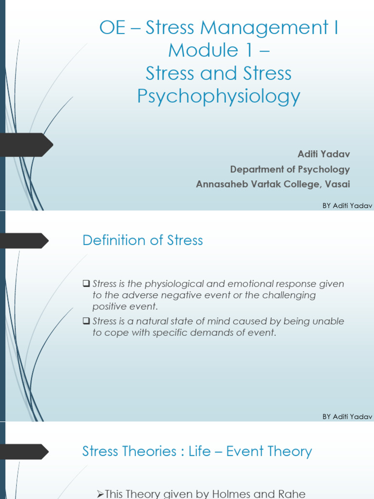 OE - Stress Management I Module 1 | PDF | Stress (Biology) | Fight Or ...