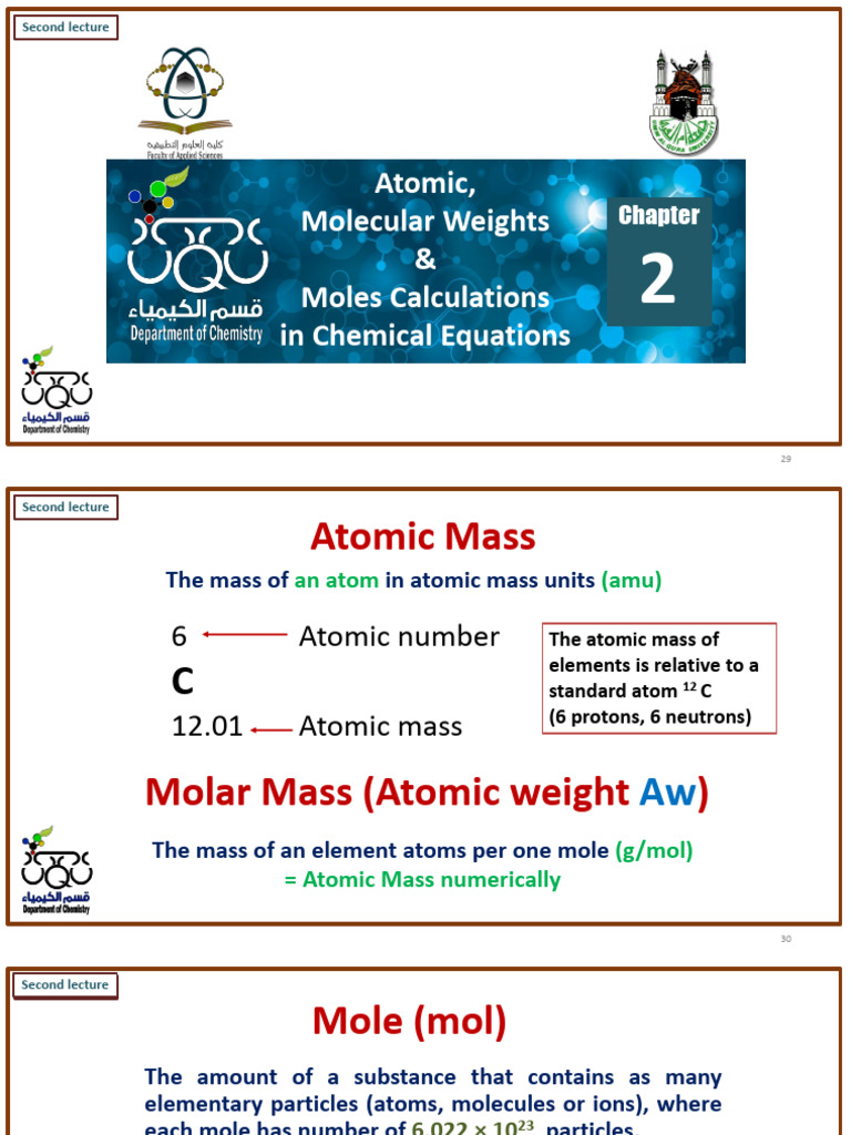 02nd Chapter - Moles Calculations | PDF | Mole (Unit) | Stoichiometry