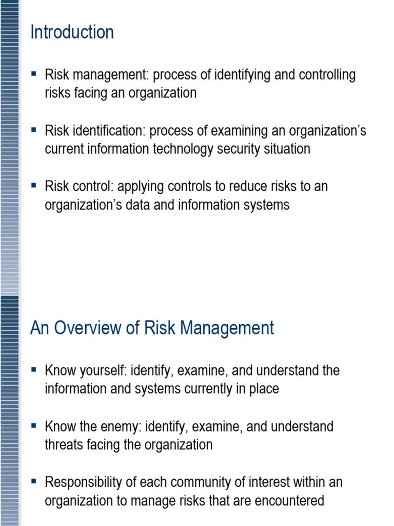 Lecture3 - Risk Management (Ch4) | PDF | Information Security | Cost–Benefit Analysis