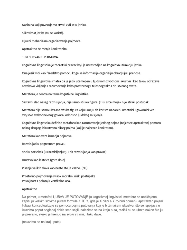 Nacin Na Koji Povezujemo Stvari Vidi Se U Jeziku | PDF