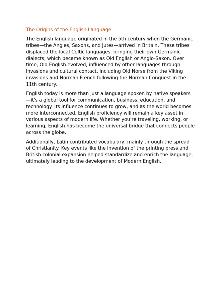 Evolution of the English Language | PDF | English Language | Languages
