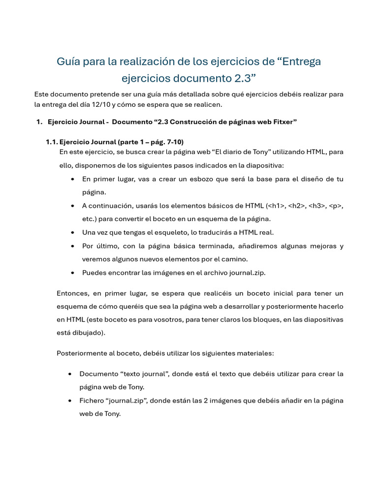 Guía ejercicios documento 2.3 | PDF | HTML | Zip (formato de archivo)