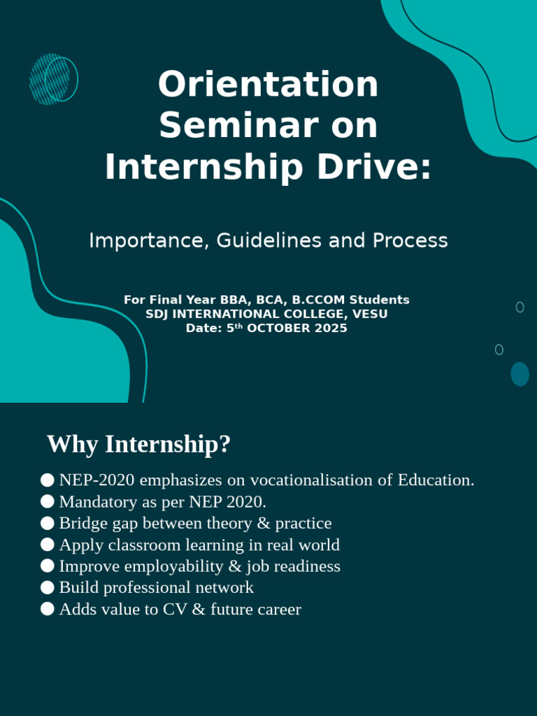 Student Internship Orientation | PDF | Internship | Job Hunting
