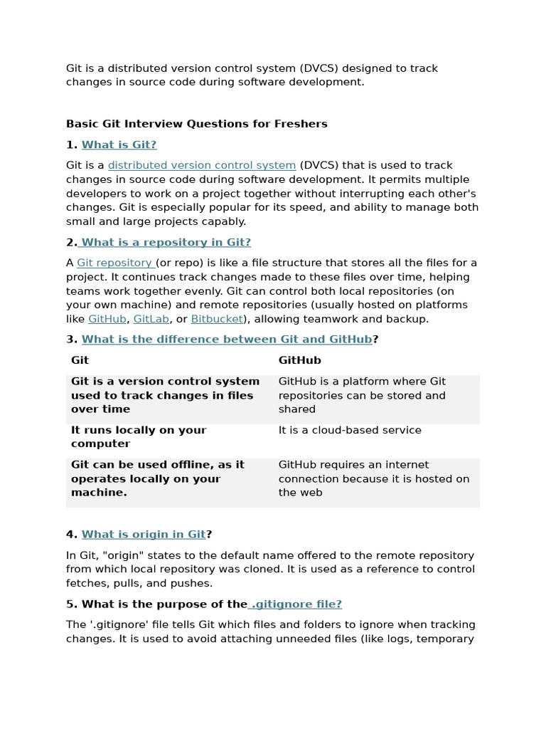 Git Interview Questions | PDF | Version Control | Software Development