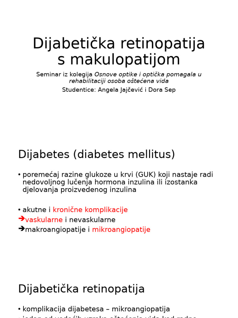 Dijabetička Retinopatija S Makulopatijom | PDF