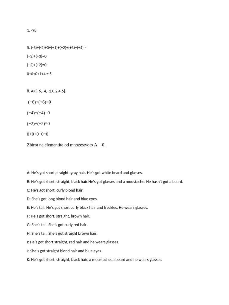 Mathematical Expressions and Descriptions | PDF