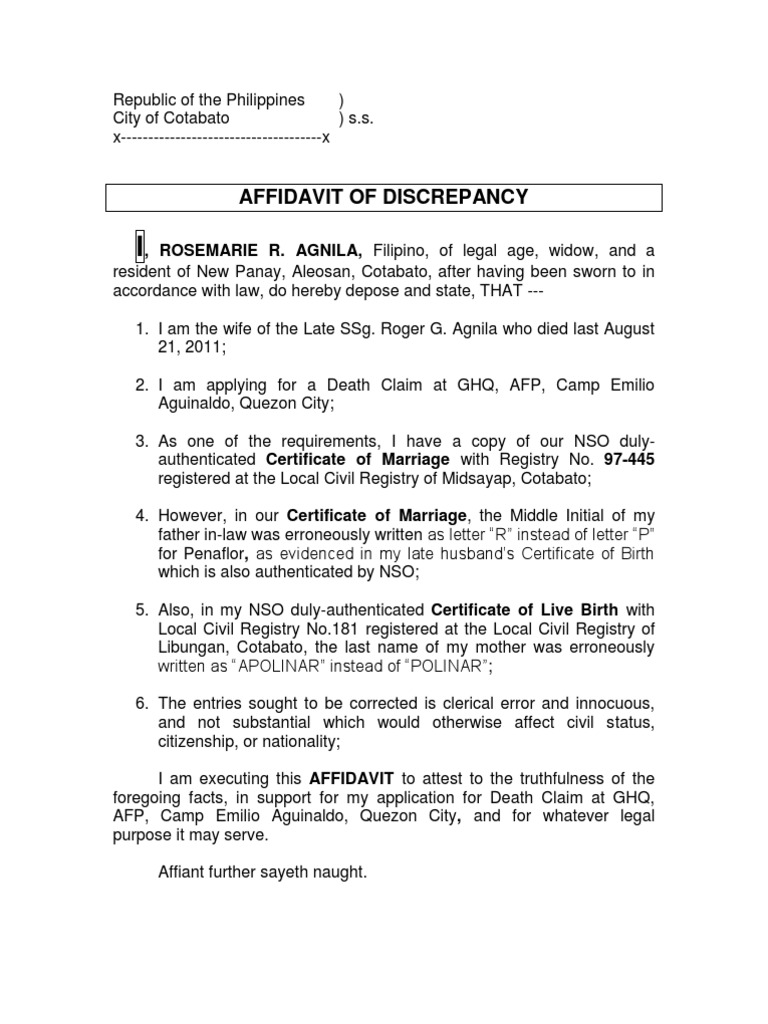 Affidavit Agnila | PDF | Affidavit | Government Information