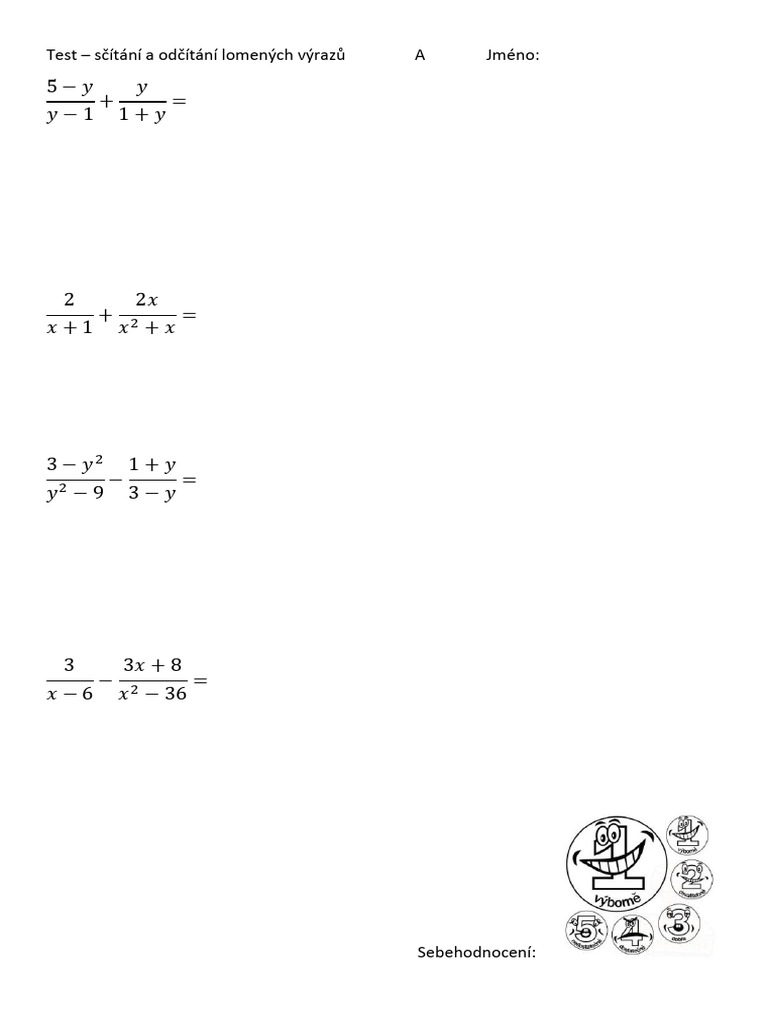 Test Scitani Odcitani Lomen Vyrazu | PDF