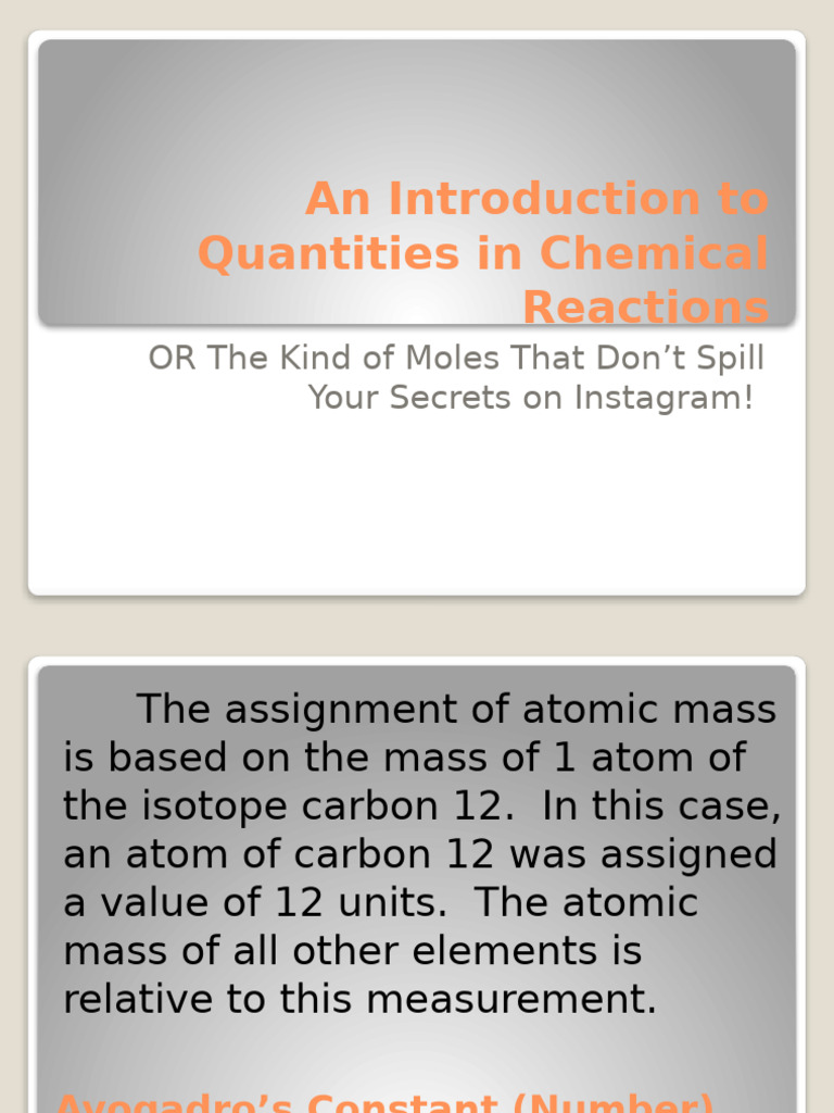 An Introduction To Quantities in Chemical Reactions | PDF