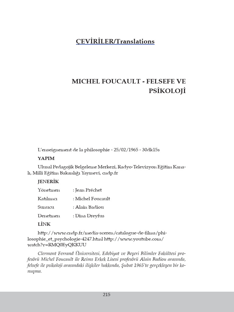 4) Michel Foucault - Done - Felsefe Ve Psikoloji | PDF
