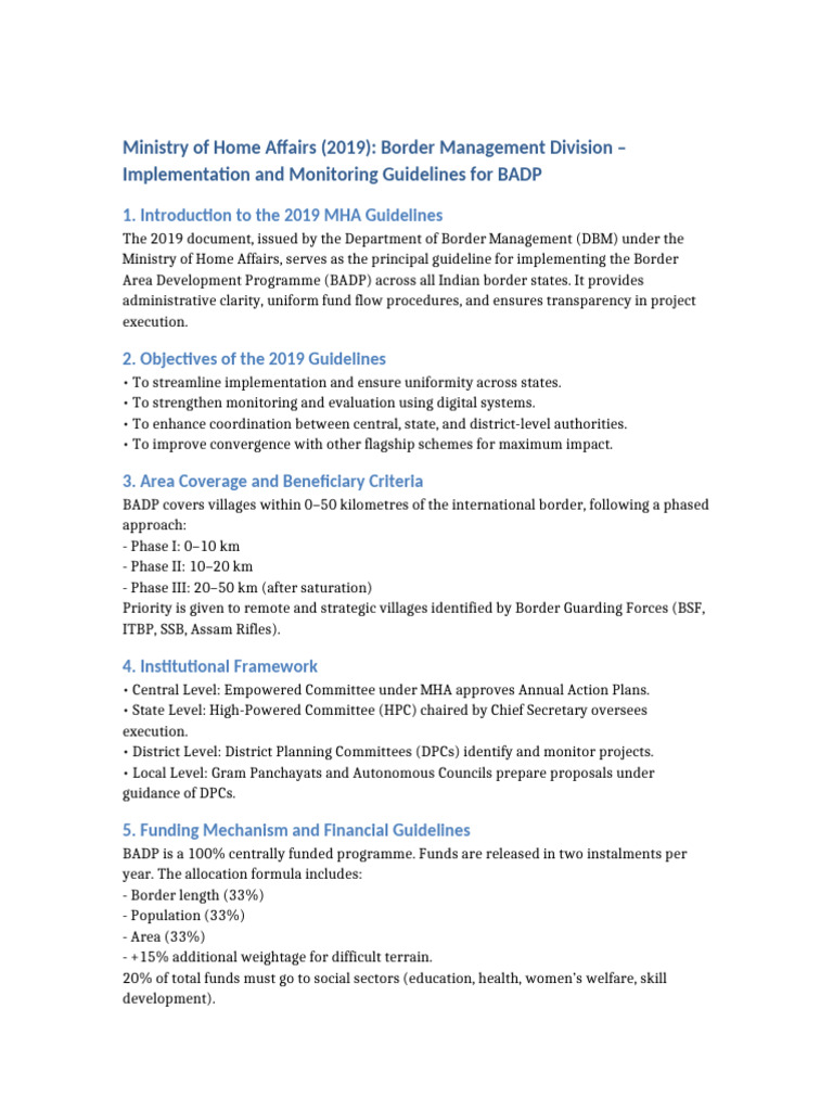 MHA 2019 BADP Guidelines Summary | PDF