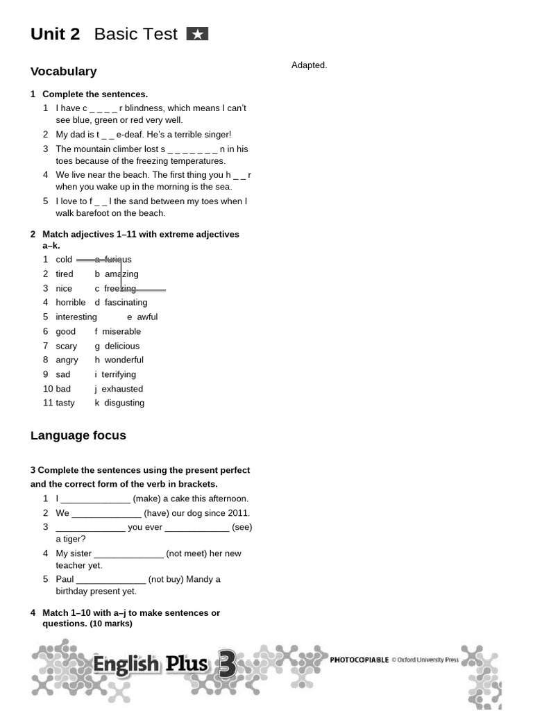 Unit 2 Adapted Test 2 | PDF