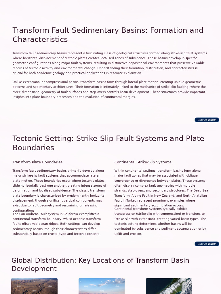 Transform Fault Sedimentary Basins Explained | PDF | Sedimentary Basin ...