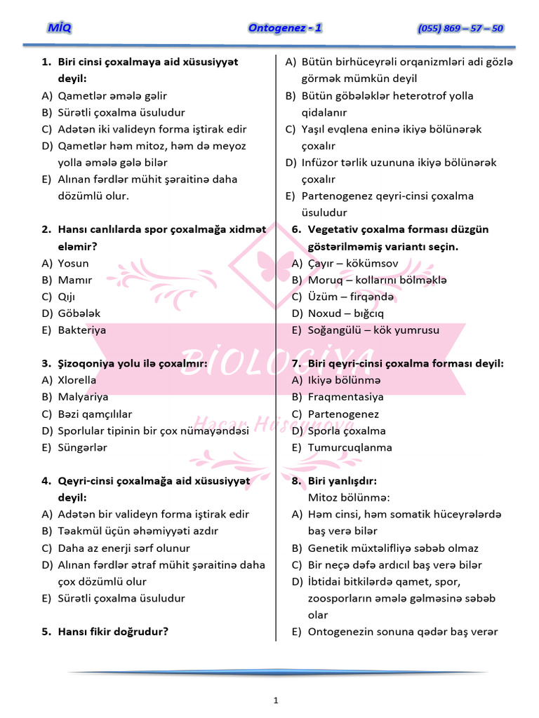 MİQ Ontogenez - 1 - 241114 - 081349 | PDF