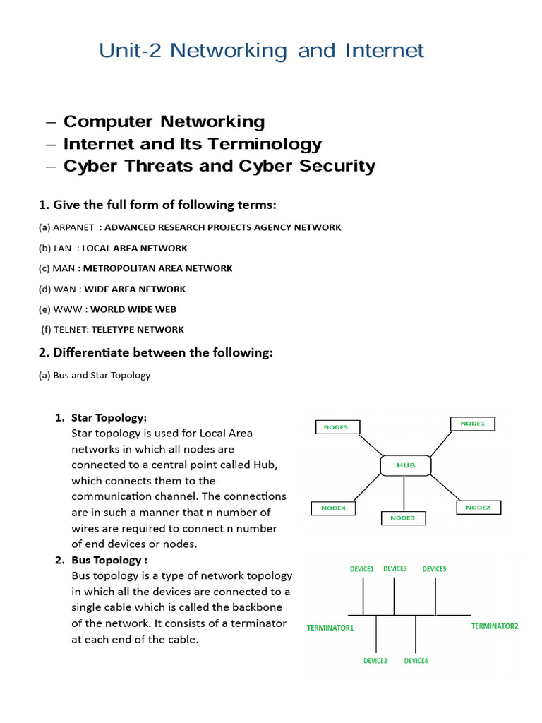 Part B Unit Ii (Networking & Internet) | PDF | Network Topology ...