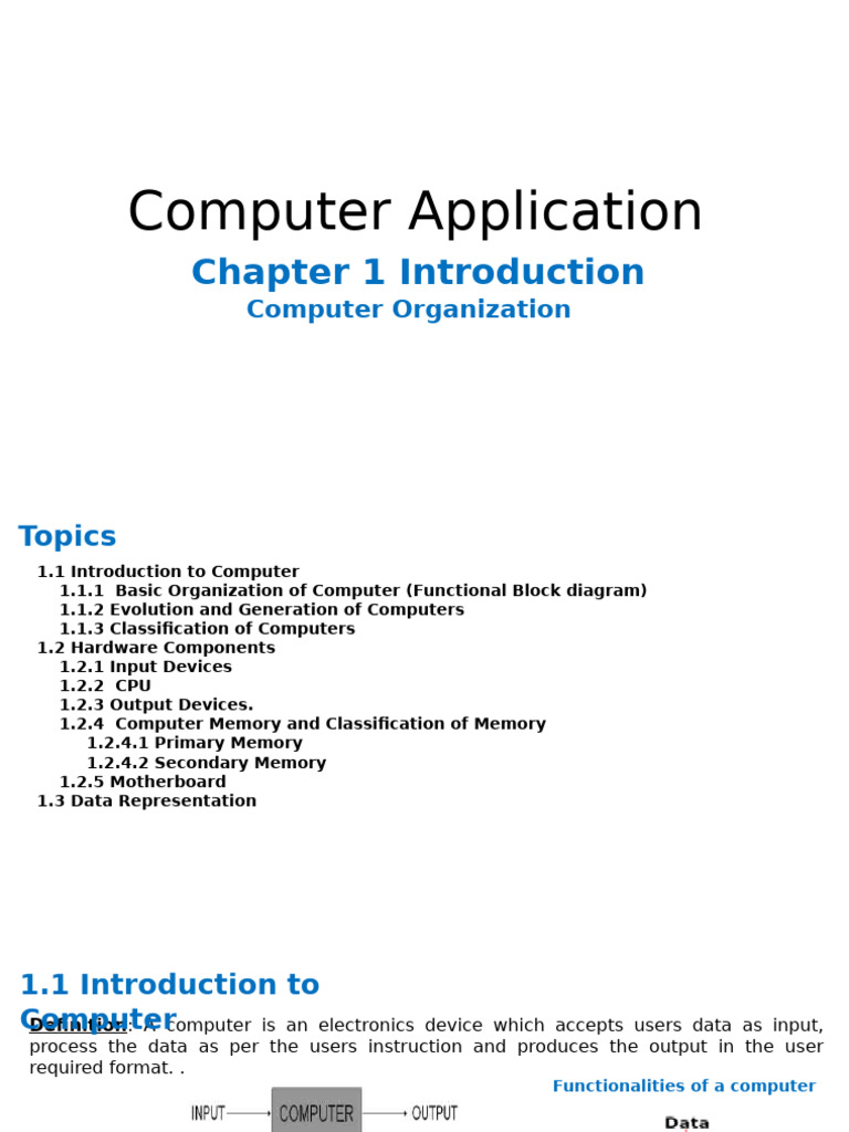 Chapter 1 Computer Organization | PDF | Random Access Memory | Computer ...