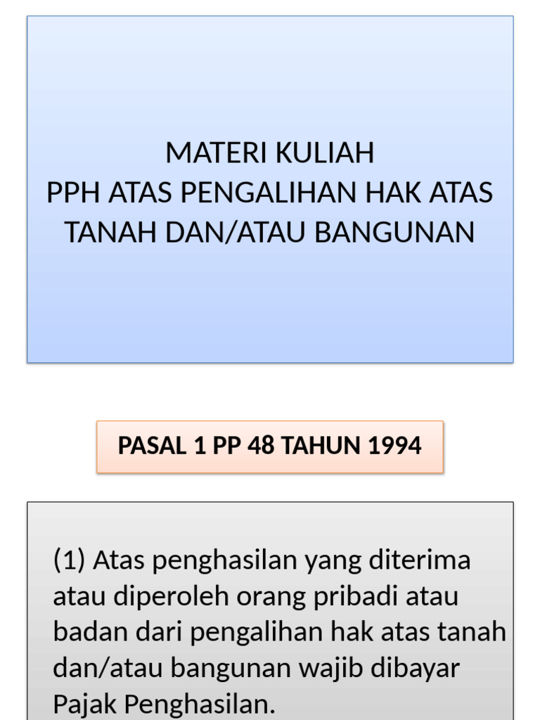 PPh Pengalihan Hak Tanah dan Bangunan | PDF
