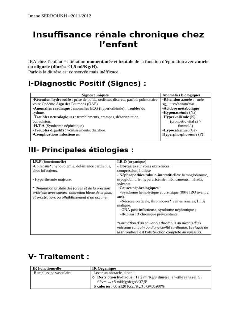 Insuffisance rénale chronique chez l’enfant | PDF | Hypertension ...