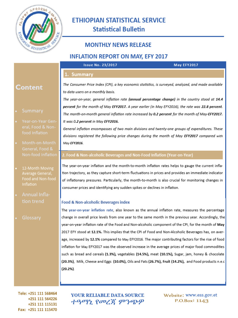 Ethiopia May 2017 Inflation Report | PDF | Consumer Price Index | Inflation