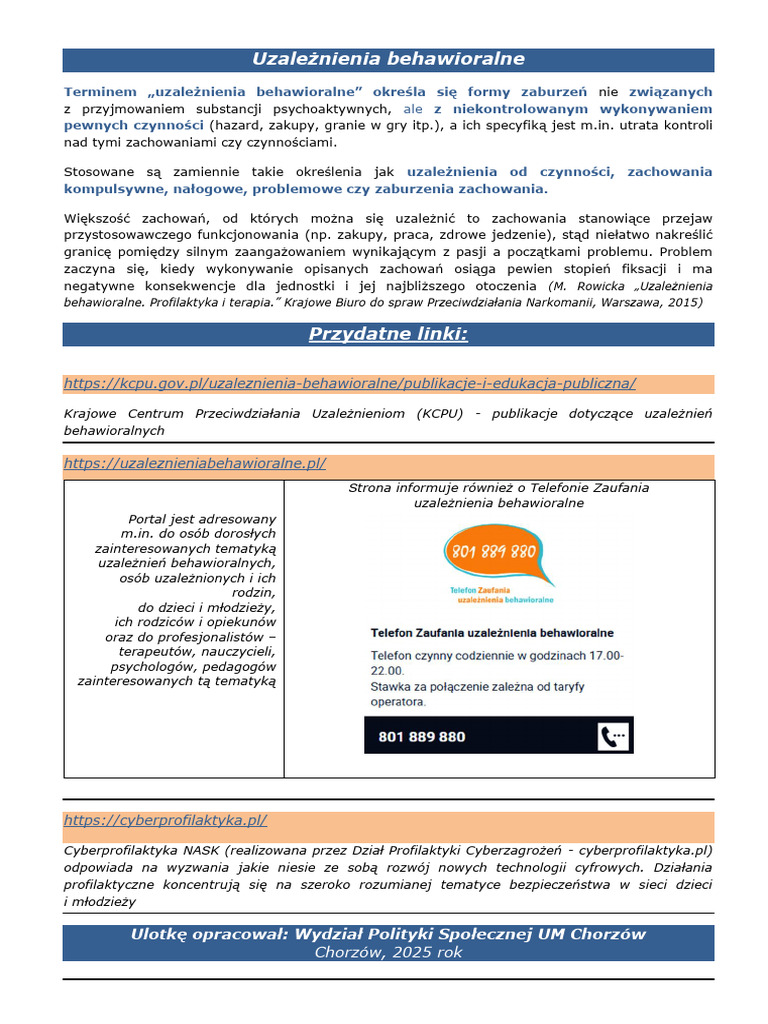 Uzależnienia Behawioralne | PDF