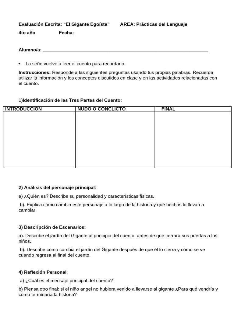 Evaluación Escrita Plana | PDF