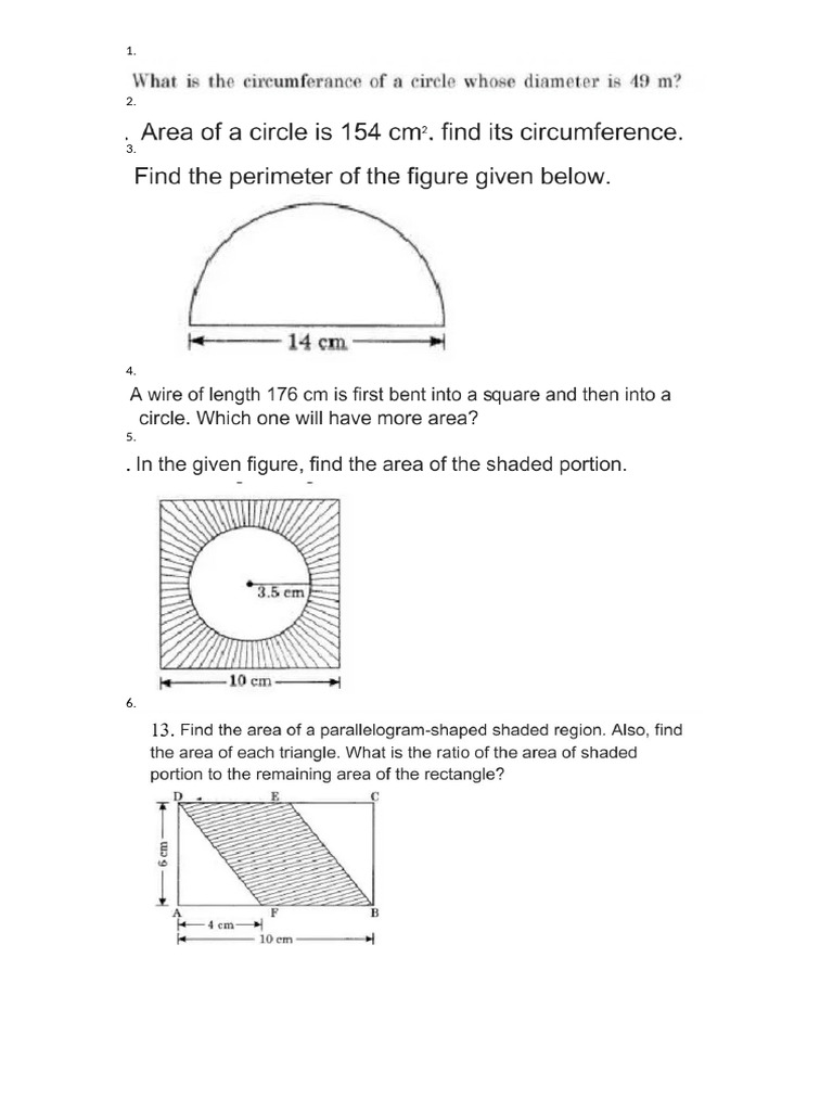 Grade 7 Test Area and Perimeter | PDF