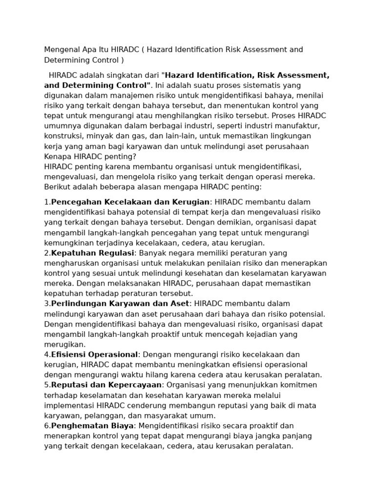 Mengenal Apa Itu HIRADC | PDF