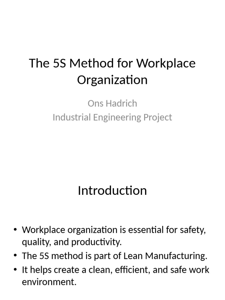 5S Method Presentation Ons Hadrich | PDF