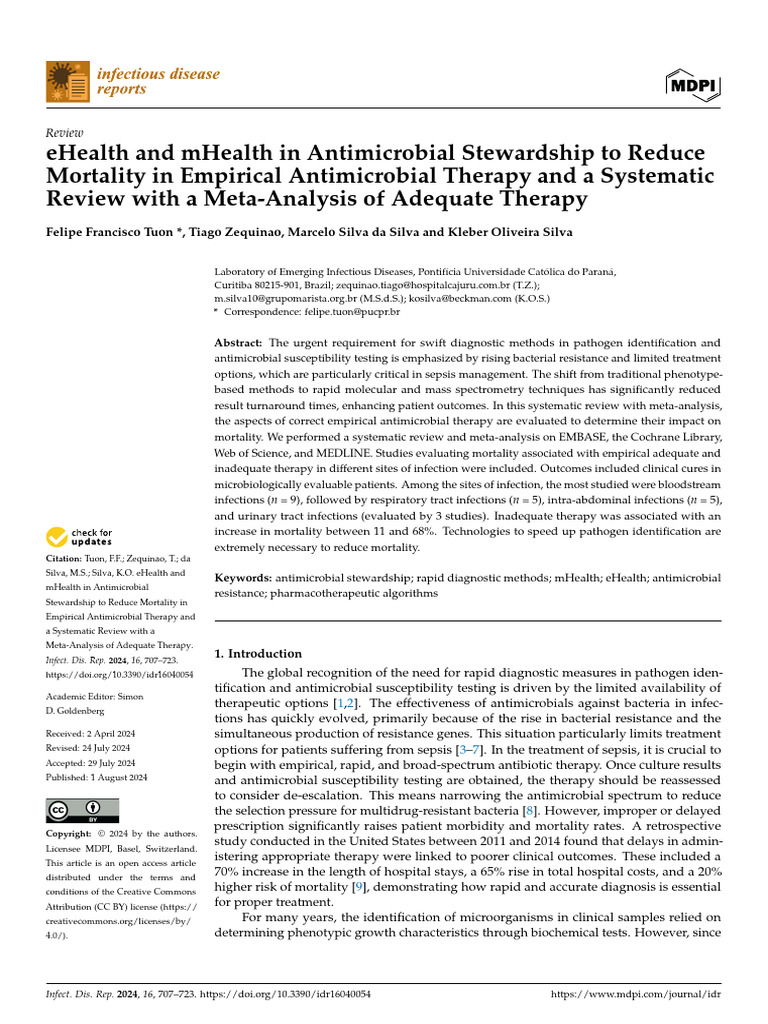 EHealth and MHealth in Antimicrobial Stewardship to Reduce Mortality ...