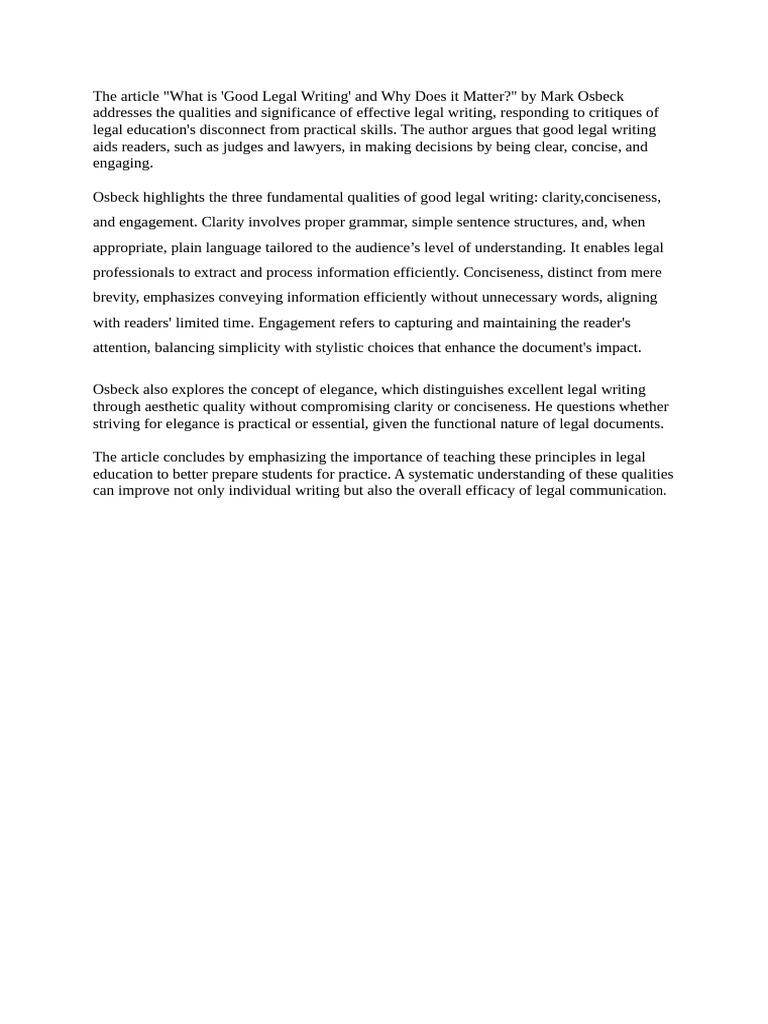 Essentials of Good Legal Writing | PDF