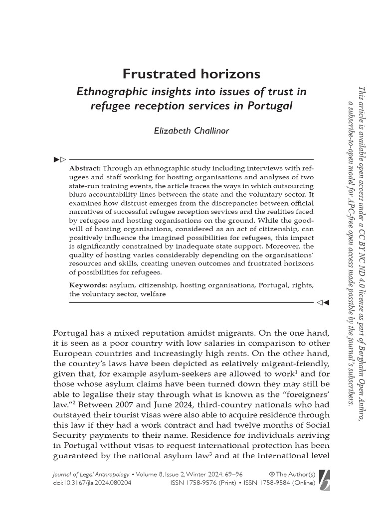LIZ Ethnographic Insights Into Issues of Trust in Refugee Reception ...