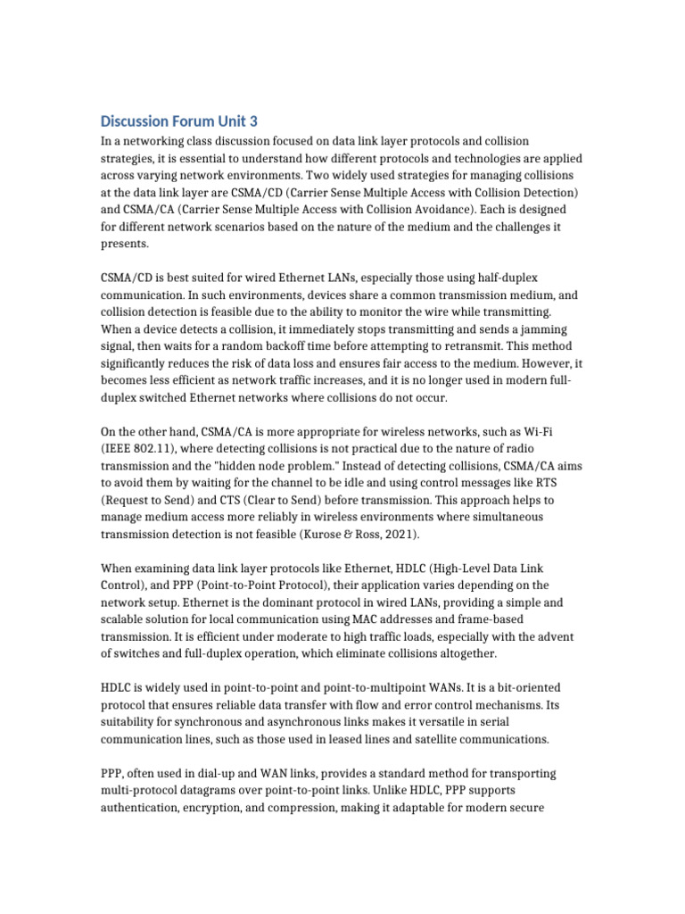 Discussion Forum Unit 3 | PDF | Computer Network | Telecommunications