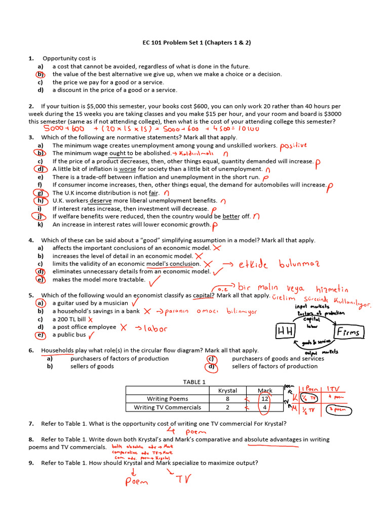 Ec101 tüm PS cevapları-1 | PDF | Elasticity (Economics) | Demand