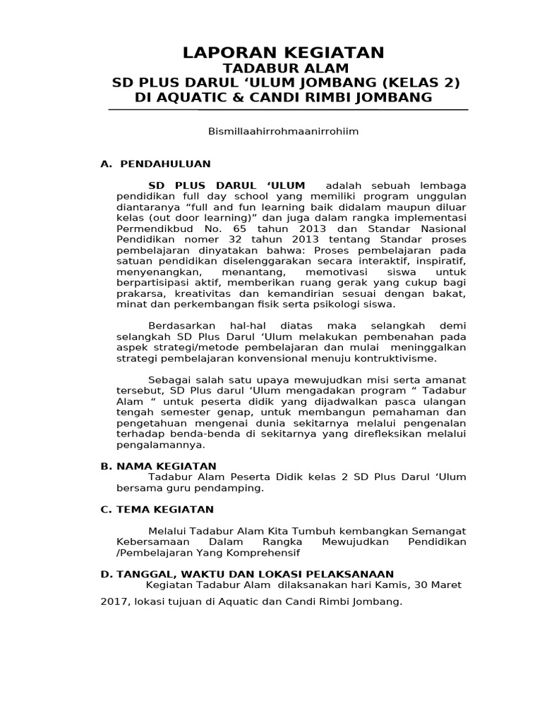 Project Proposal Tadabur Alam Ikls 2 | PDF