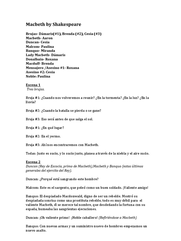 Macneth Guion | PDF | Macbeth | Personas