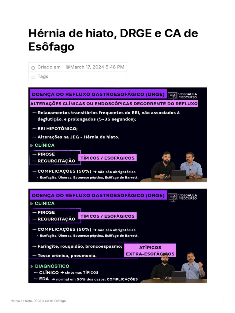 Hérnia de hiato, DRGE e CA de Esôfago 0bb74f667cc14dea933dbdb9382f9ba5 ...