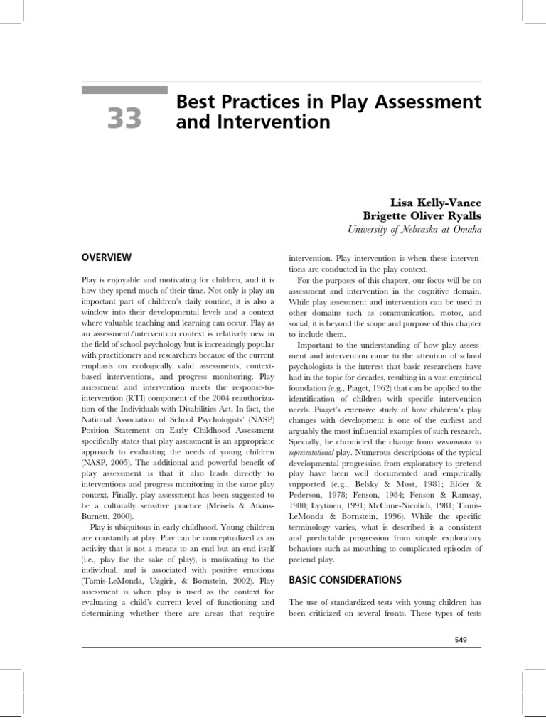 Best Practices in Play Assessment and Intervention | PDF | School ...