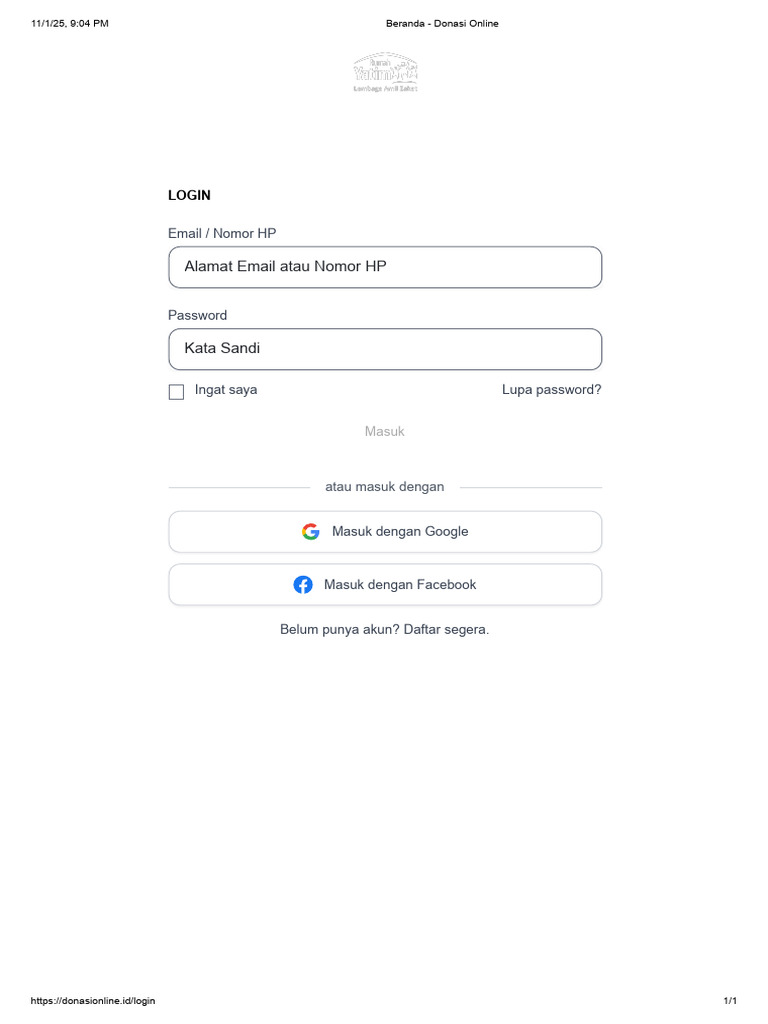 Login Donasi Online: Akses Mudah | PDF