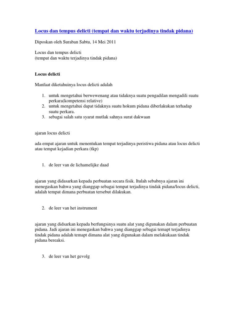 Locus Dan Tempus Delicti | PDF