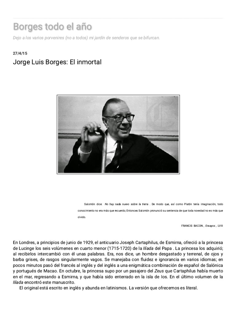 Borges todo el año_ Jorge Luis Borges_ El inmortal | PDF | Homero