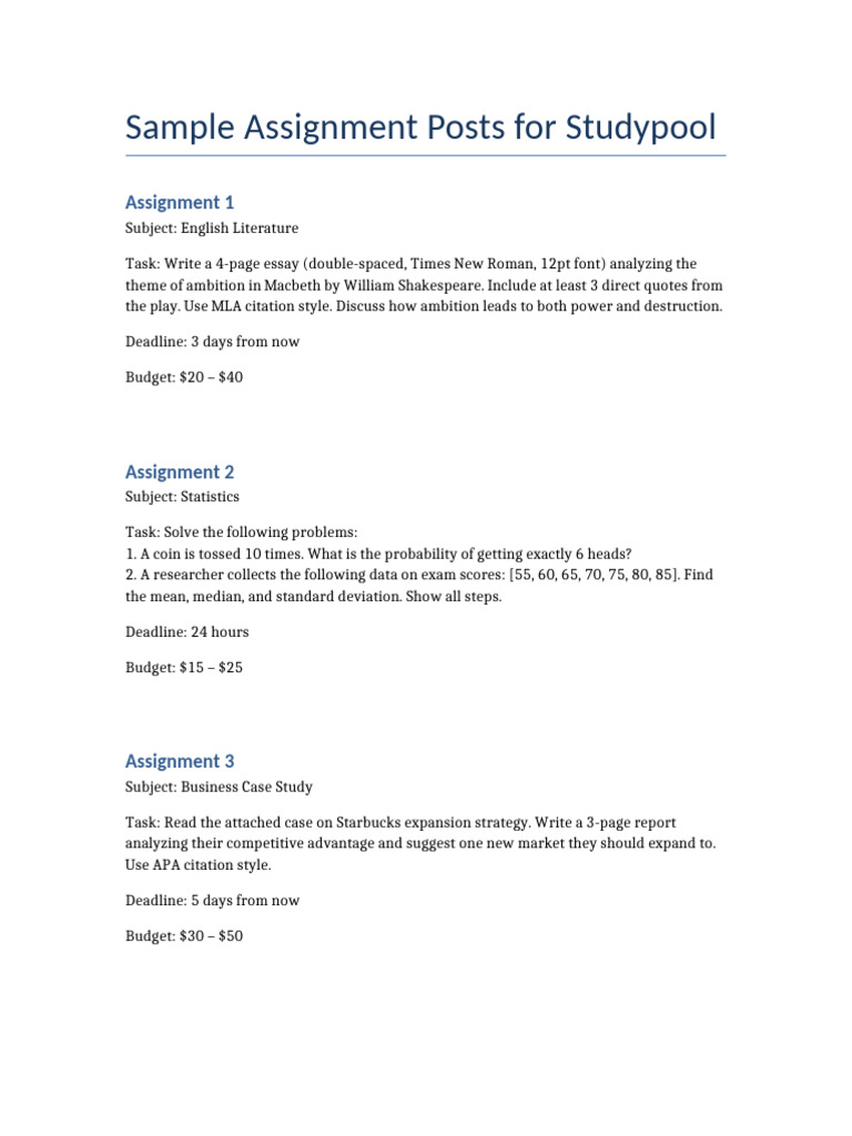 Studypool Sample Assignments | PDF