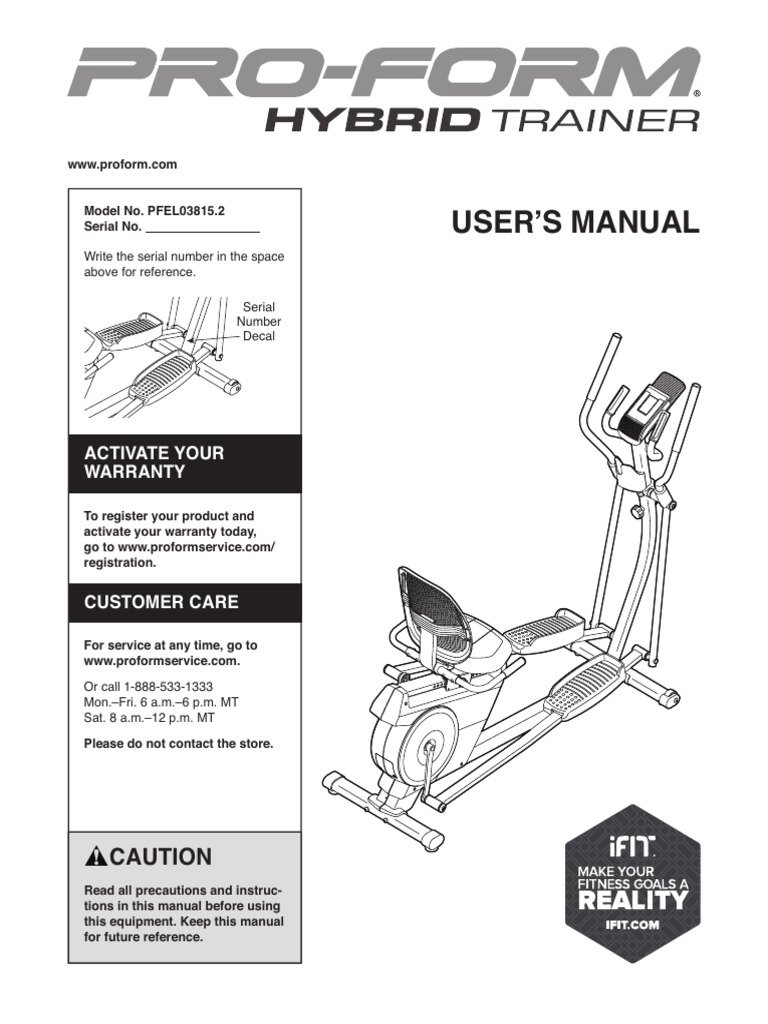 ProForm Hybrid Trainer User Manual | PDF | Electrical Connector | Screw