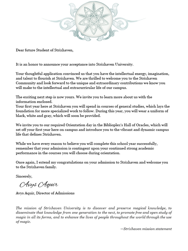 Strixhaven University Acceptance Letter | PDF | Mathematics | Theory
