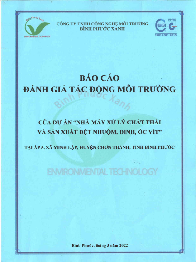 DTM Nha May Xu Ly Chat Thai Binh Phuoc | PDF
