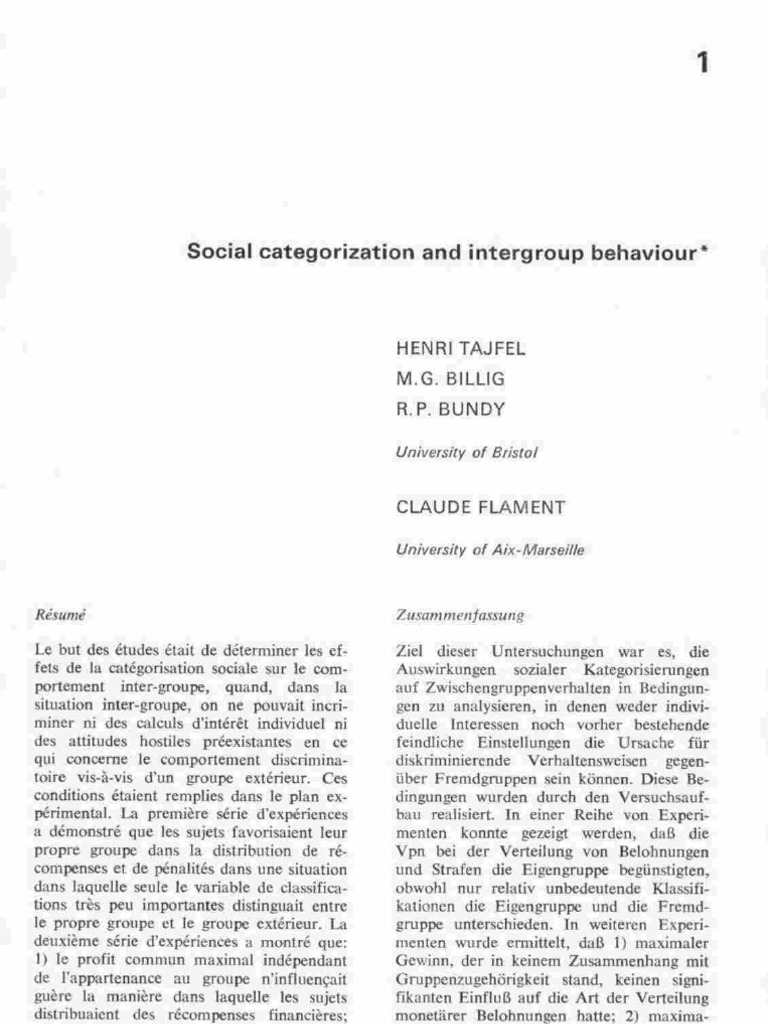 Tajfel Social Categorization | PDF