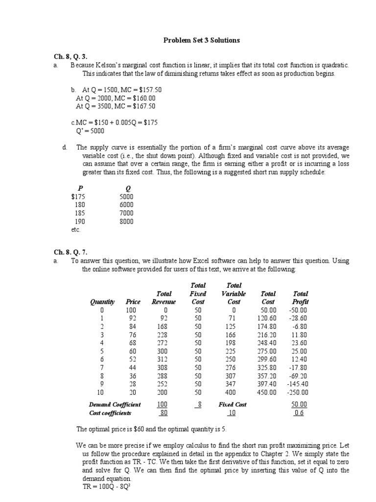 Problem Set 3 Solution | PDF | Demand | Profit (Accounting)
