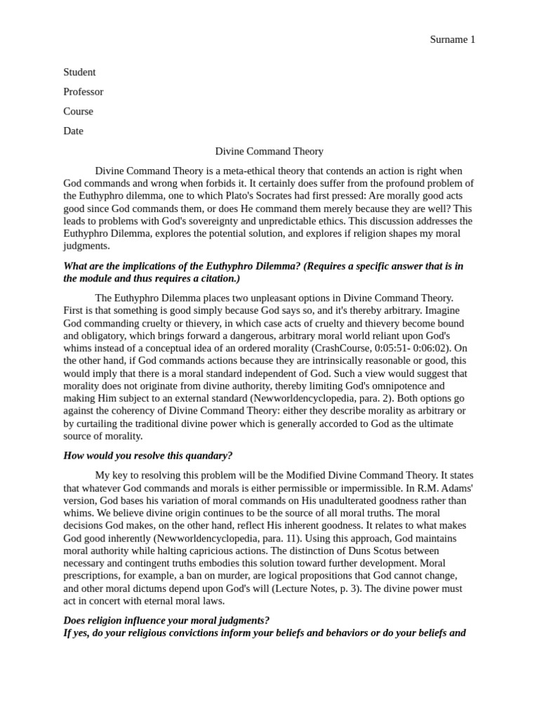 Divine Command Theory | PDF | Divine Command Theory | Morality