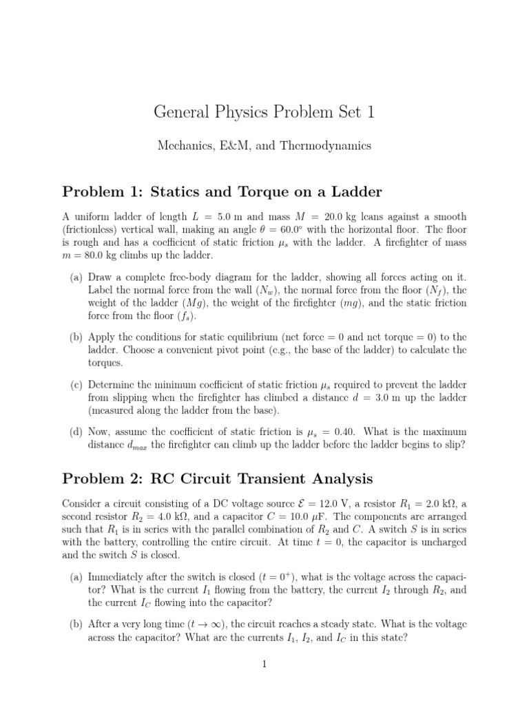 General Physics Problems 132820194 | PDF | Force | Capacitor