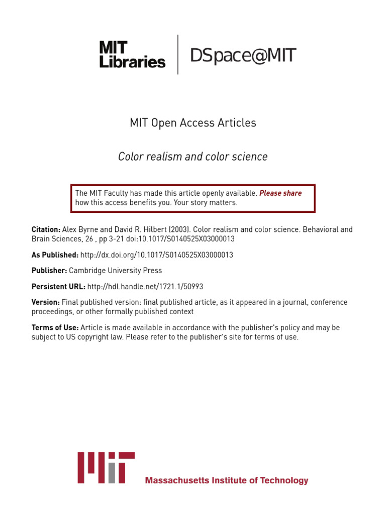 Color Realism in Color Science | PDF | Color | Experience
