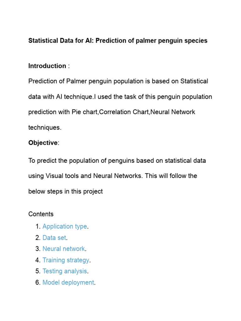 Statistical Data For AI - Prediction of Palmer Penguin Species | PDF ...